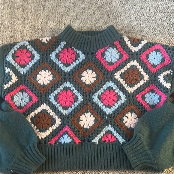 debut | Sweaters | Debut Crop Sweater With Granny Square Pattern | Poshmark